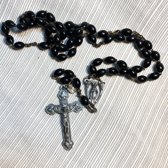 Antique | Accessories | Antique Jet And Silver Rosary | Poshmark
